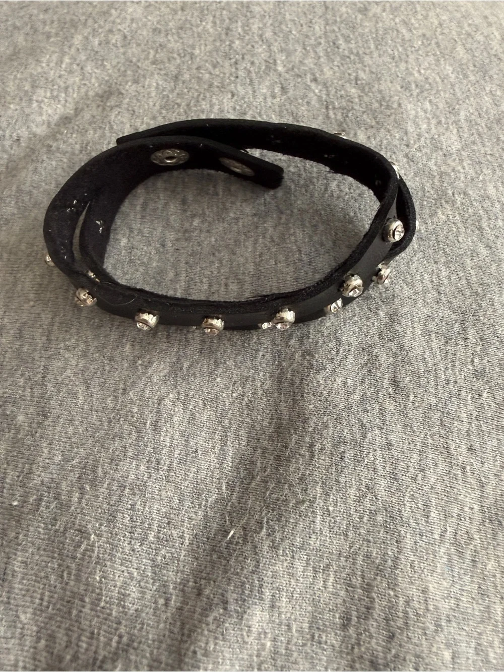 Jewelry | Black Studded Snap Leather Bracelet | Poshmark